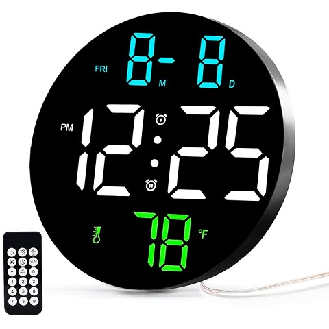 Amazon - Digital Wall Clock Large Display, Remote Control, 4 Level ...