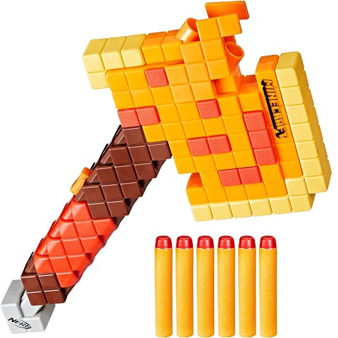 Amazon - Nerf Minecraft Firebrand, Dart Blasting Axe, 6 Nerf Elite Foam ...