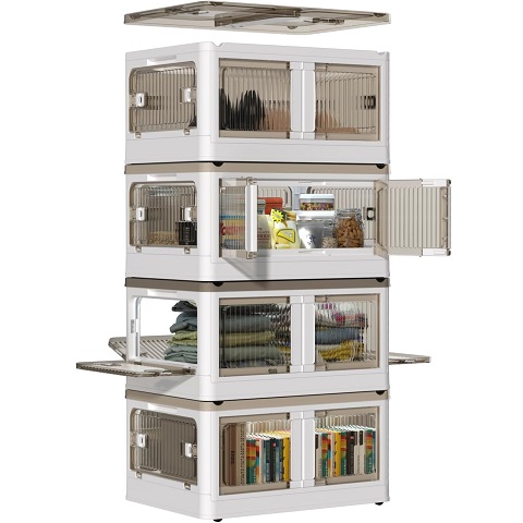 Amazon - 4 Pack Stackable Storage Bins with Lids, 36 Gallon Folding ...