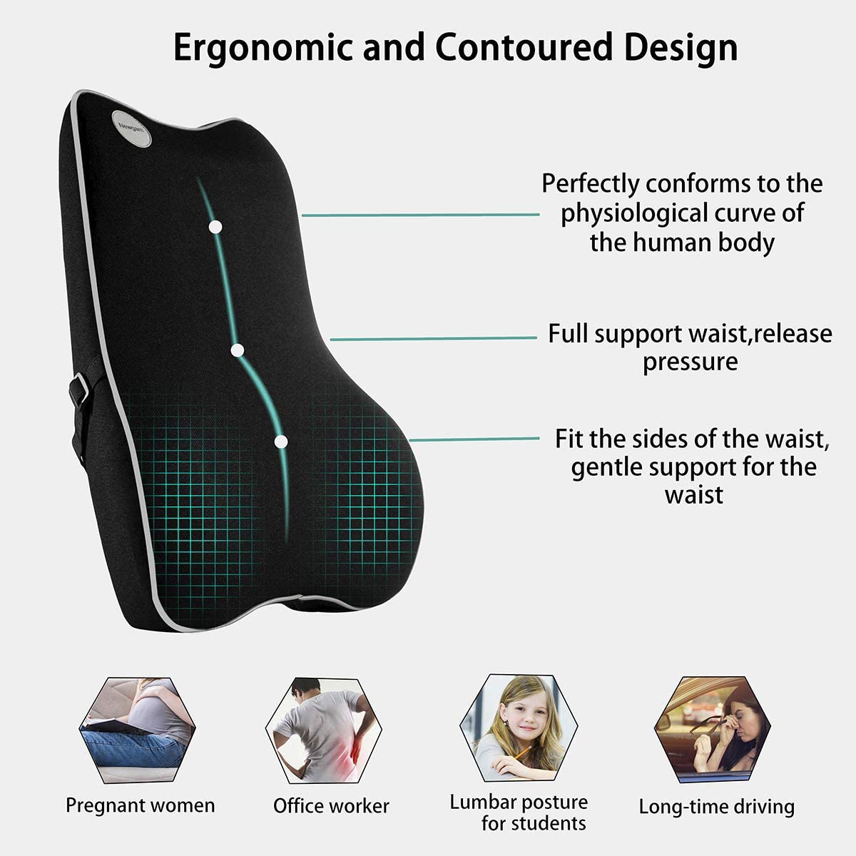 Amazon - Lumbar Support Pillow,Pure Memory Foam Back Cushion Orthopedic ...
