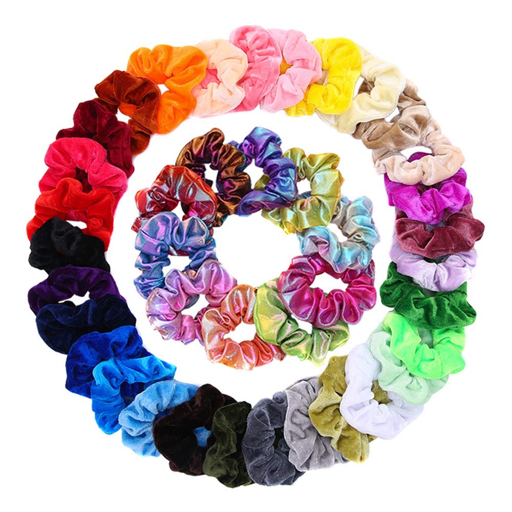 Amazon - 40 Pcs Velvet Hair Scrunchies for Women or Girls Silk ...
