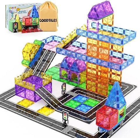 Amazon - Magnetic Tiles Road Sets with Car Kits -Magnet Building Blocks ...