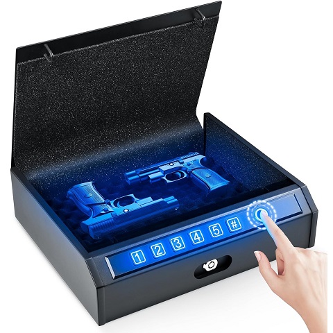 Amazon - Gun Safe, Biometric Gun Safe for Handgun, Pistol Safe, 3 Ways ...