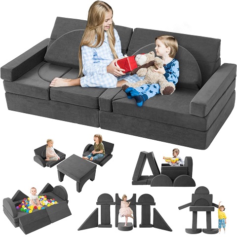 Amazon - 16PCS Modular Kids Nugget Couch, Large 63'' Kids Play Couch ...
