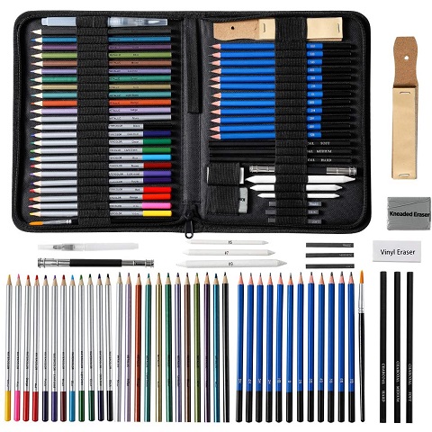 Amazon - 51-Piece Sketching Pencils & Colored Pencils Set, Drawing ...