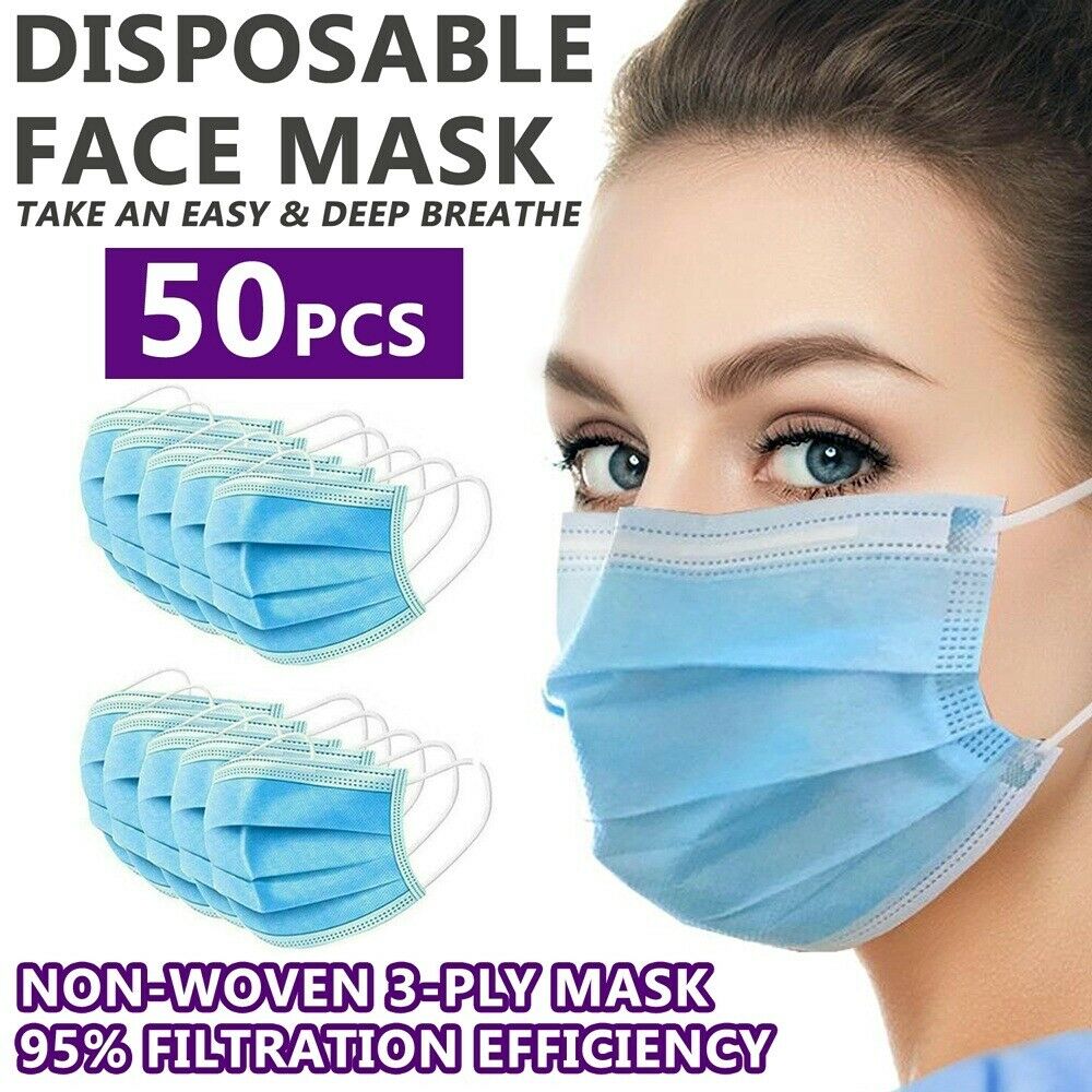 eBay - 50 PCS Disposable Face Mask Non Medical Surgical 3-Ply Earloop ...